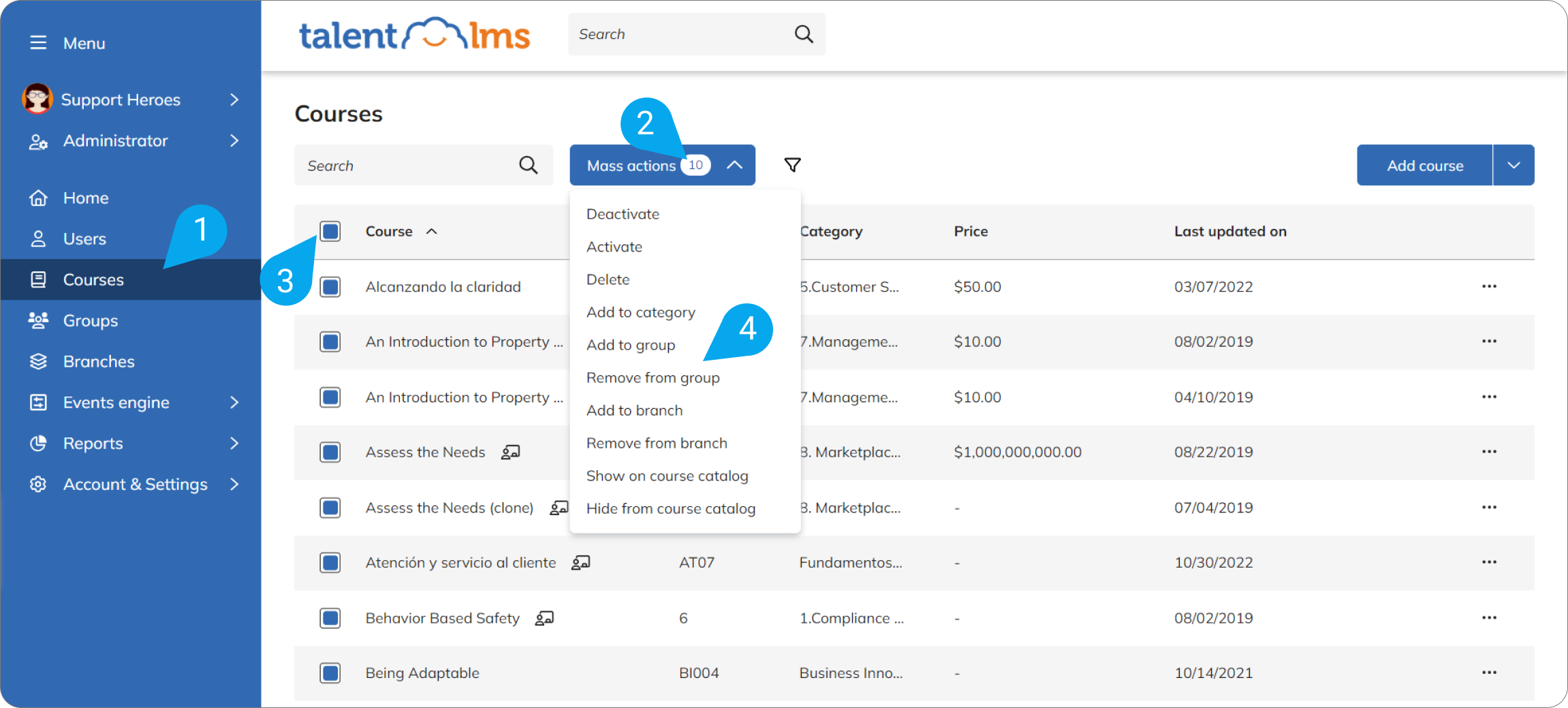 How to perform mass actions on courses in TalentLMS – TalentLMS Support ...