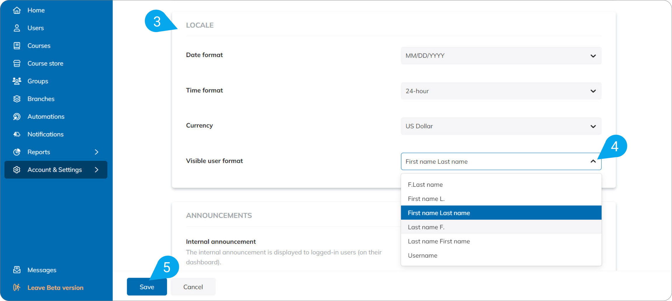 How to change the visible user format in TalentLMS – Epignosis Dev