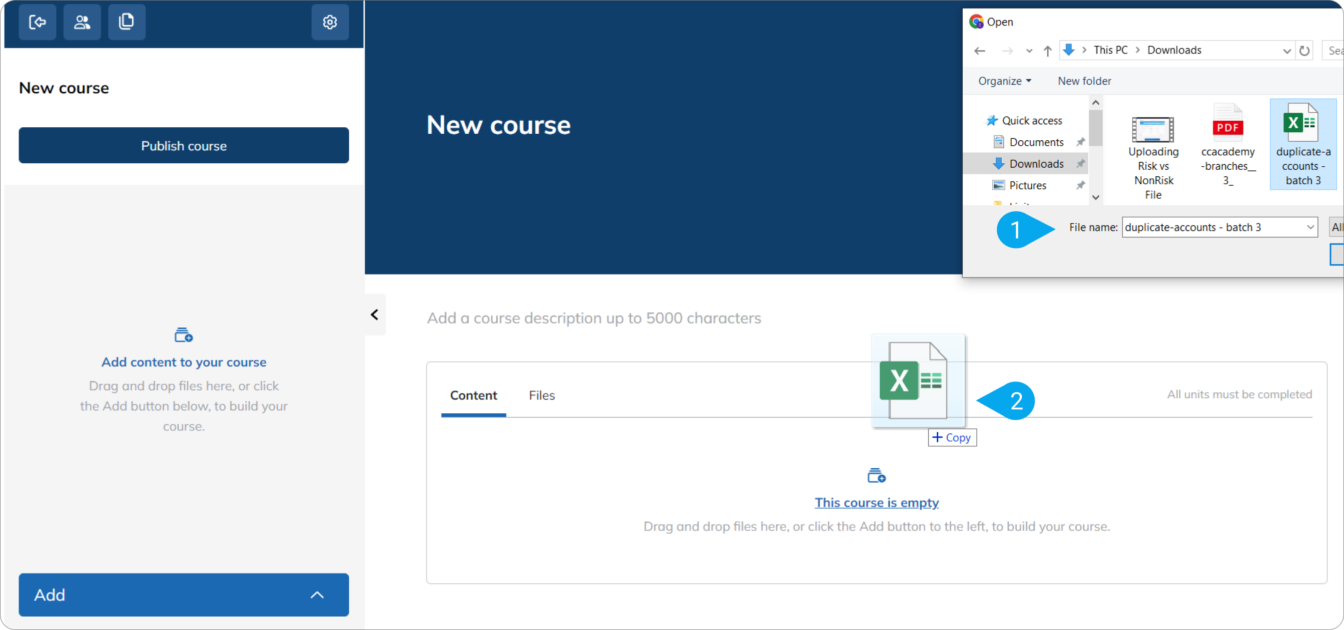 How to create a new unit by drag-and-drop in TalentLMS – TalentLMS Support - Help Center