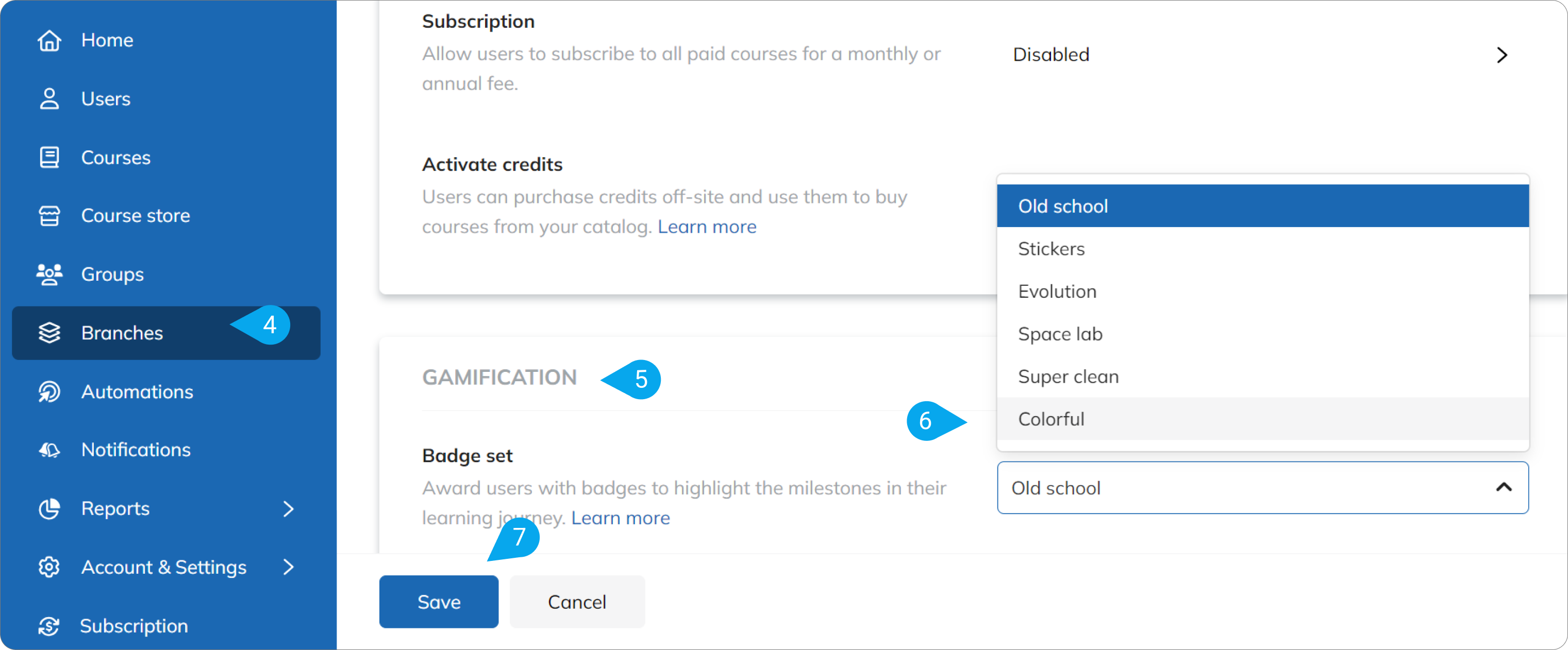 How to change the default badge set of a branch in TalentLMS ...