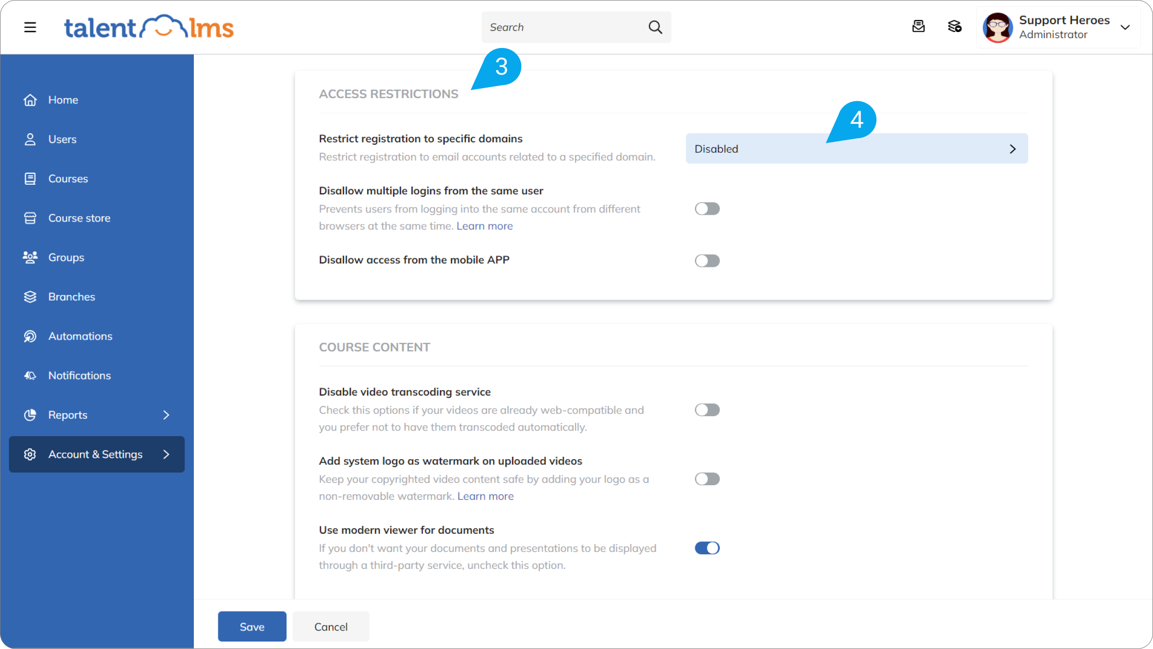How to restrict registration to specific domains in TalentLMS – Epignosis Dev