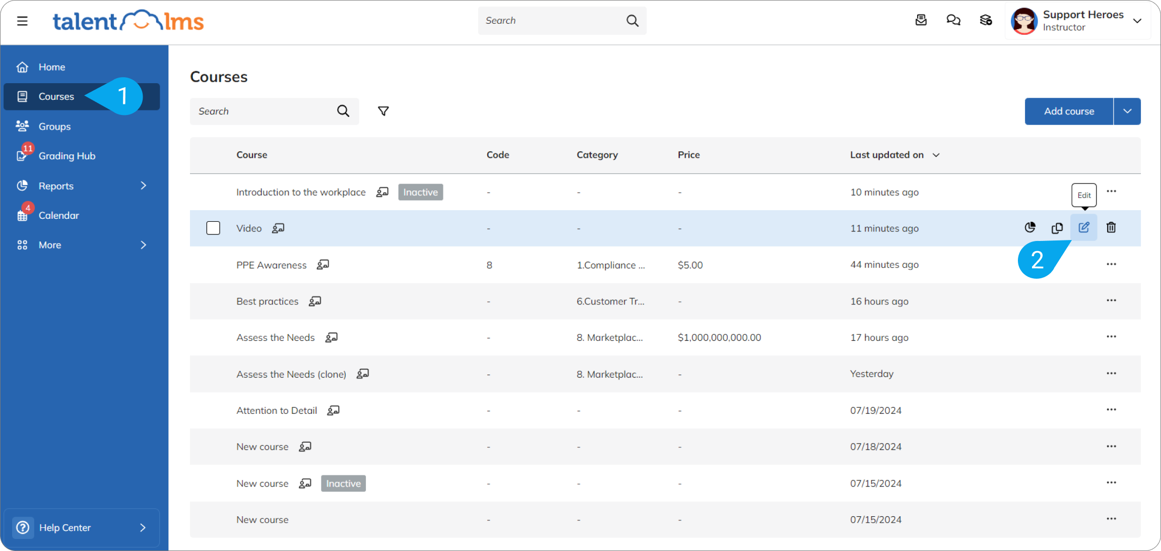 How updating course content affects the users assigned to that course ...