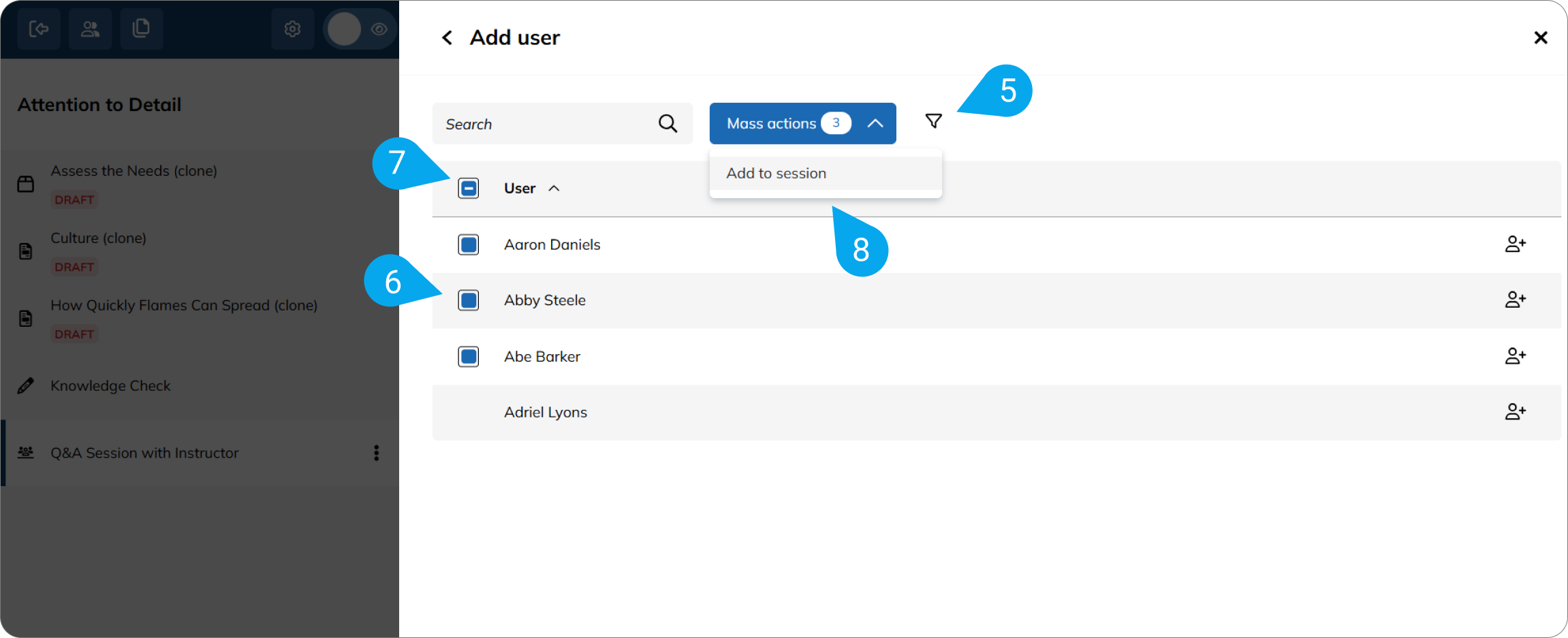 How To Assign Or Remove Multiple Users From An Ilt Session Talentlms Support Help Center