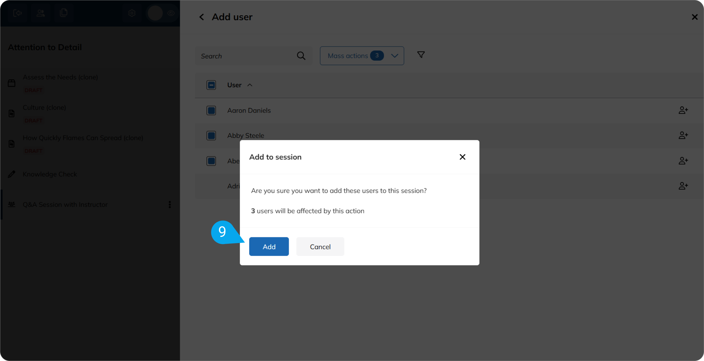 How to assign or remove multiple users from an ILT session – TalentLMS Support - Help Center
