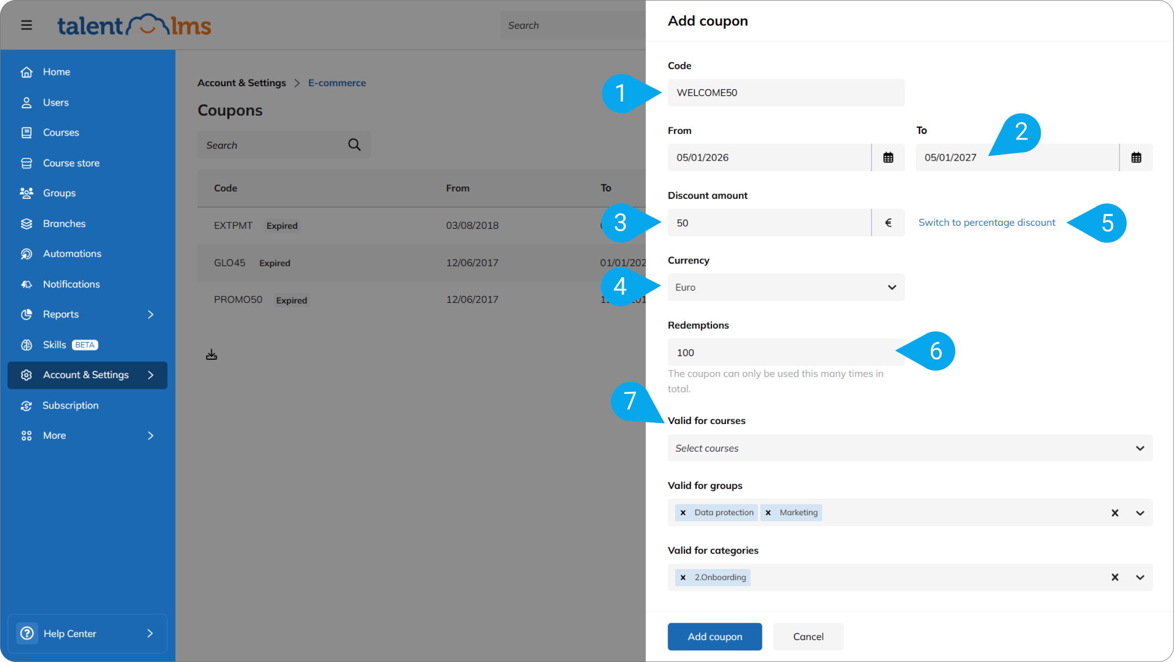 How to work with coupons – TalentLMS Support - Help Center