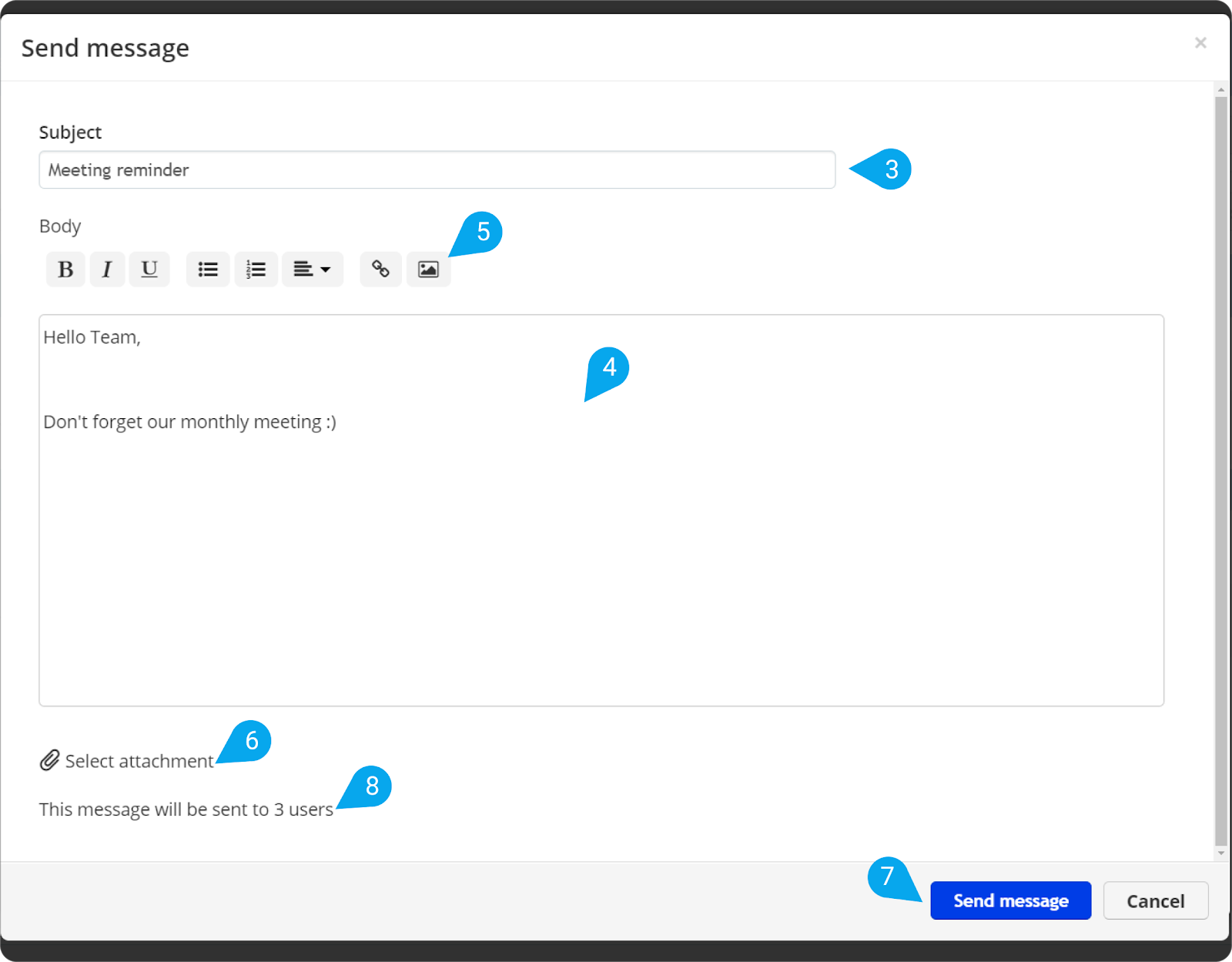 How to send a message to all registered ILT session users in the Legacy interface – TalentLMS ...