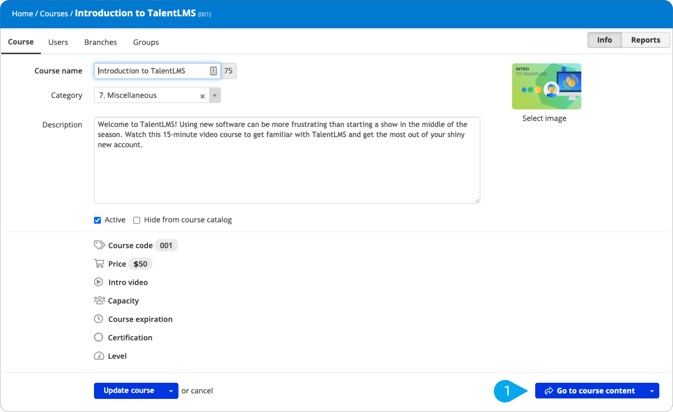 How to create a new course in the Legacy interface – TalentLMS Support ...