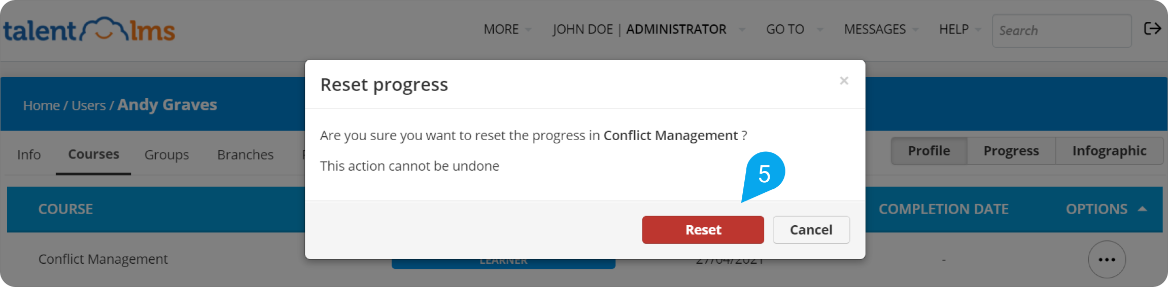 How to reset a user's progress in a specific course in the Legacy interface – TalentLMS Support ...